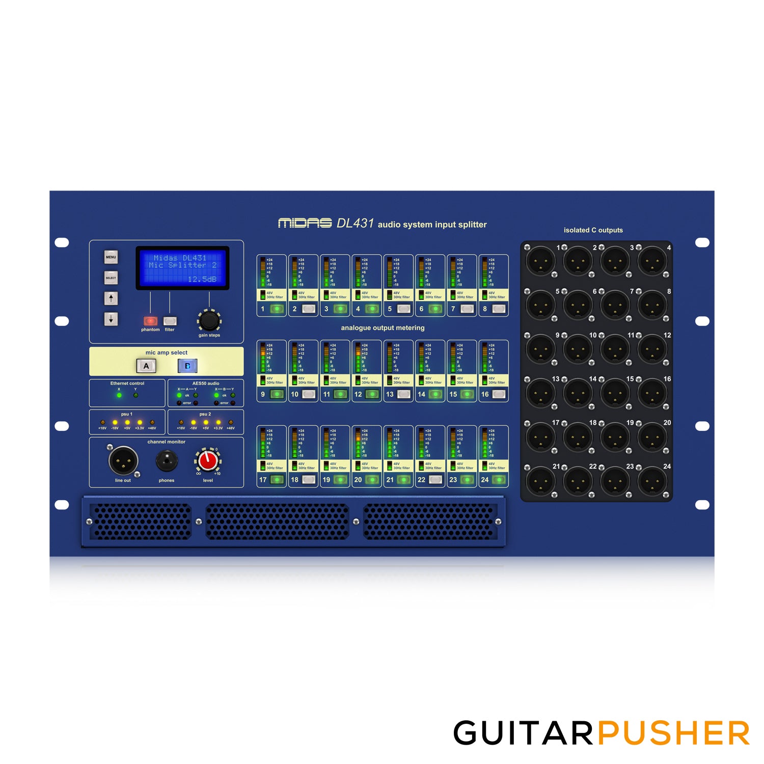 Midas DL431 24 Input, 72 Output Active Microphone Splitter w/ Independ ...